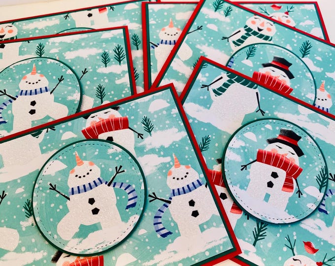 Set of Winter Note Cards - Snowman Cards - Blank Snowman Holiday Cards ...