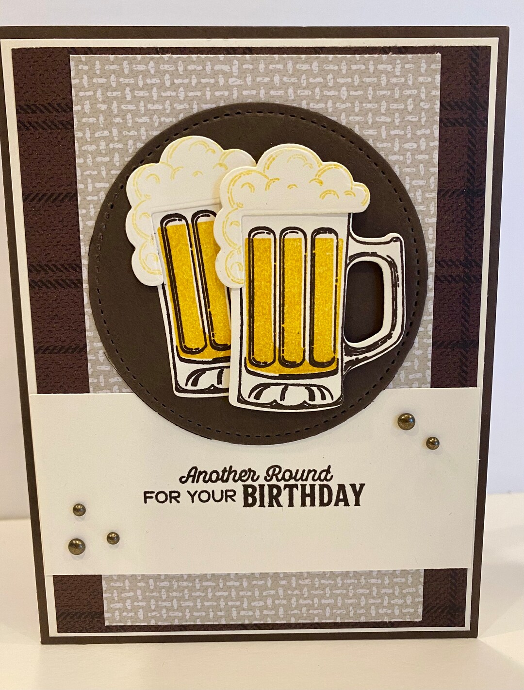 Beer Birthday Card Hand Stamped Birthday Card Card for Beer Lover 3D ...