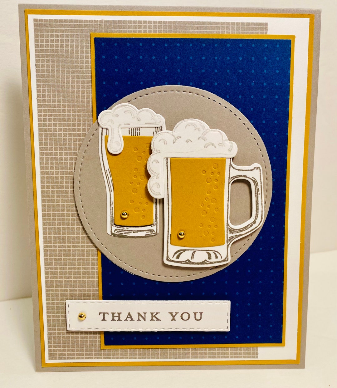 Beer Thank You Card Hand Stamped Stampin up Thank You Card Masculine ...