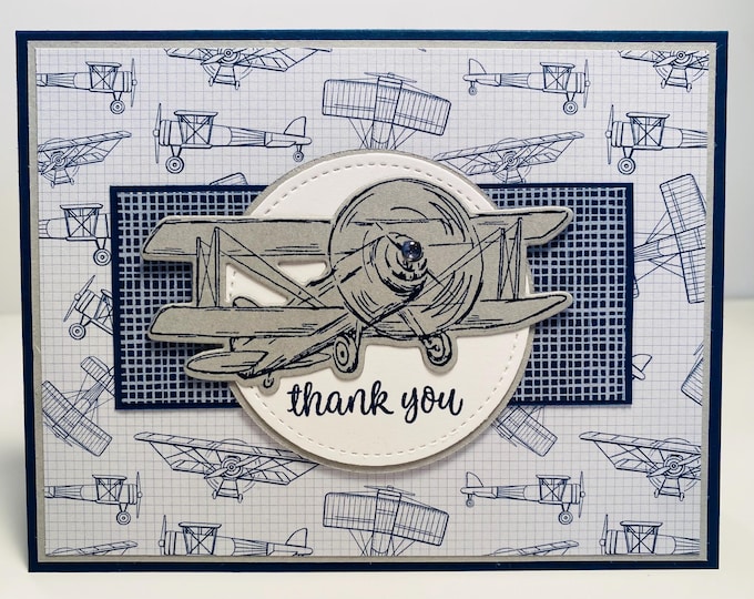 Airplane Thank You Card - Masculine Thank You Notecard - Thank You Card ...