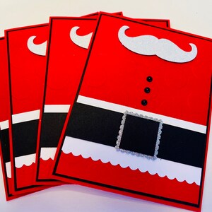 Santa Suit Christmas Card Set Santa Claus Card Hand Stamped Christmas ...