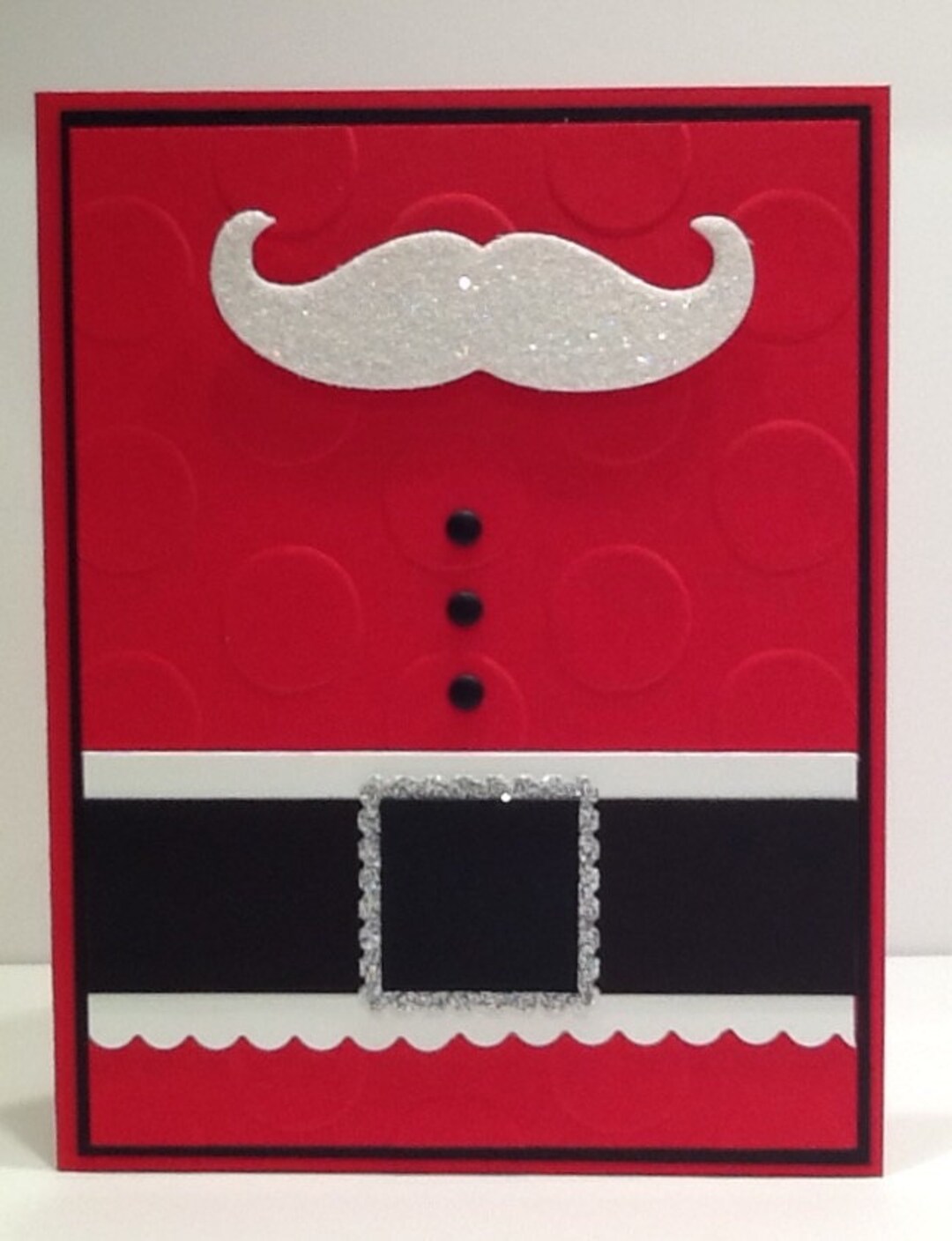 Santa Suit Christmas Card - Handmade Christmas Card - Embellished Santa ...