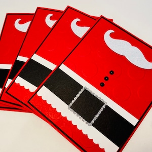 Santa Suit Christmas Card Set Santa Claus Card Hand Stamped Christmas ...