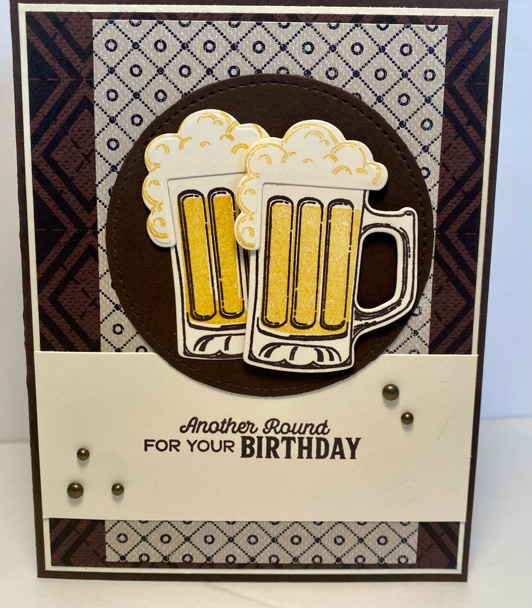 Beer Birthday Card Hand Stamped Birthday Card Card for Beer Lover 3D ...