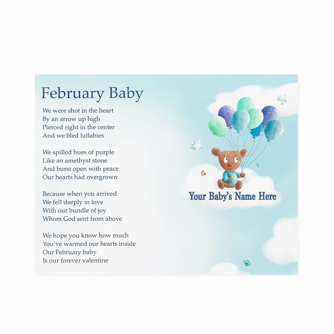 February Baby Personalized Christian Poem Keepsake | Custom Name Gift ...