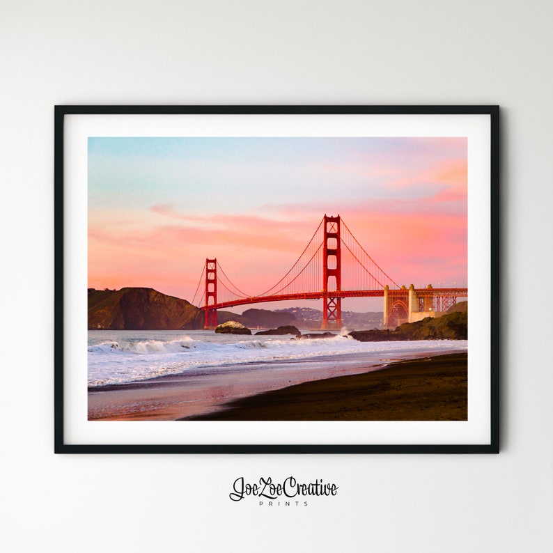 San Fransisco Sunset, Printable Sunset Art, Red, Orange Wall Decor ...