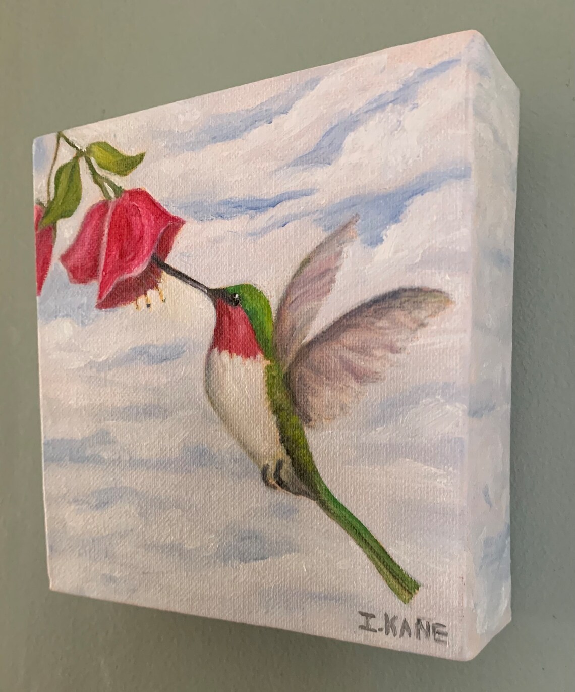 Hummingbird Oil Painting on Canvas (6" X 6") - Etsy