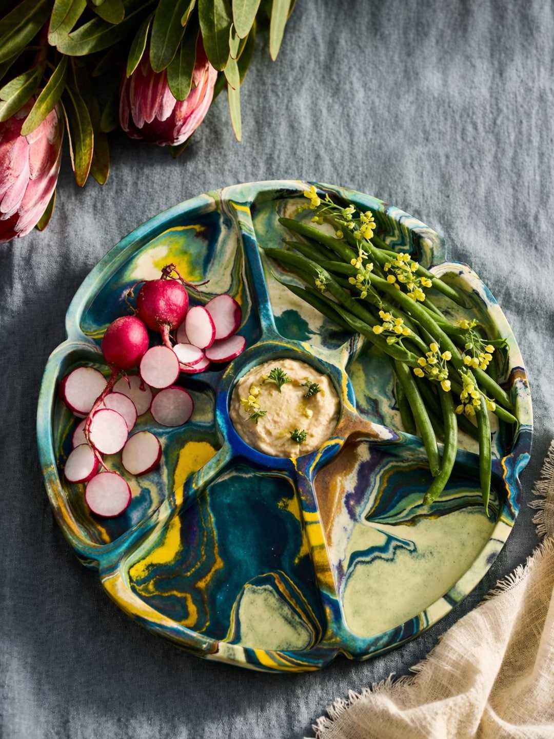 Colorful Tableware Grazing Platter Glazed Cement Charcuterie Board for ...
