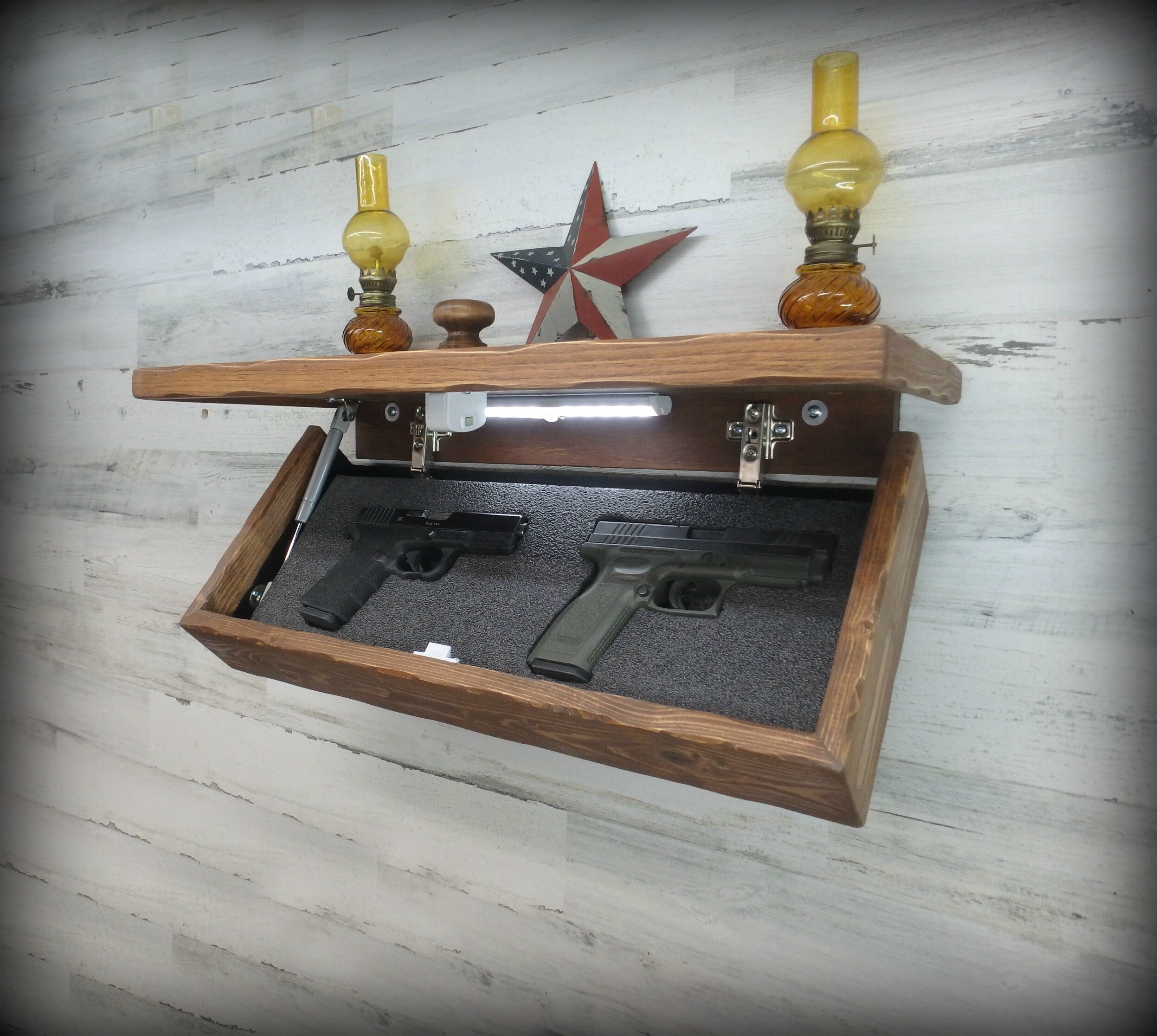 23 Rustic Pine Compartment Tactical Concealment Shelf