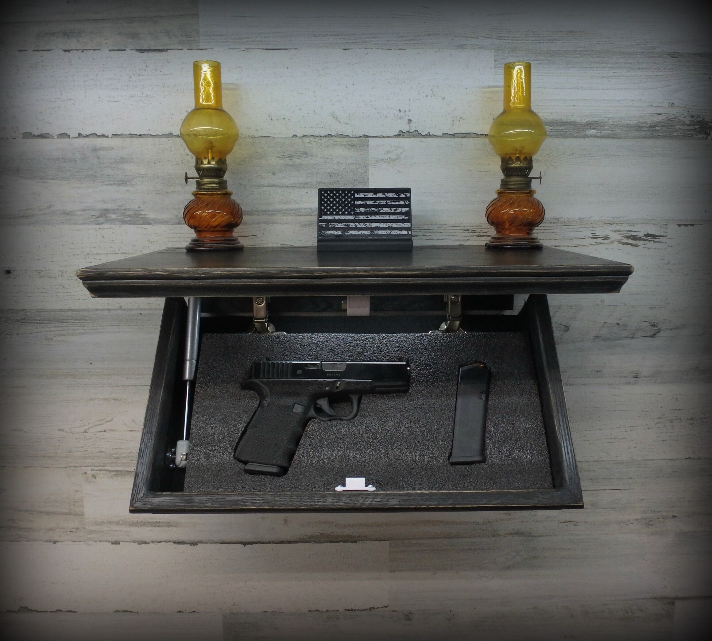 18 X 10 Oak Tactical Concealment Shelf With Secret Hidden Compartment ...