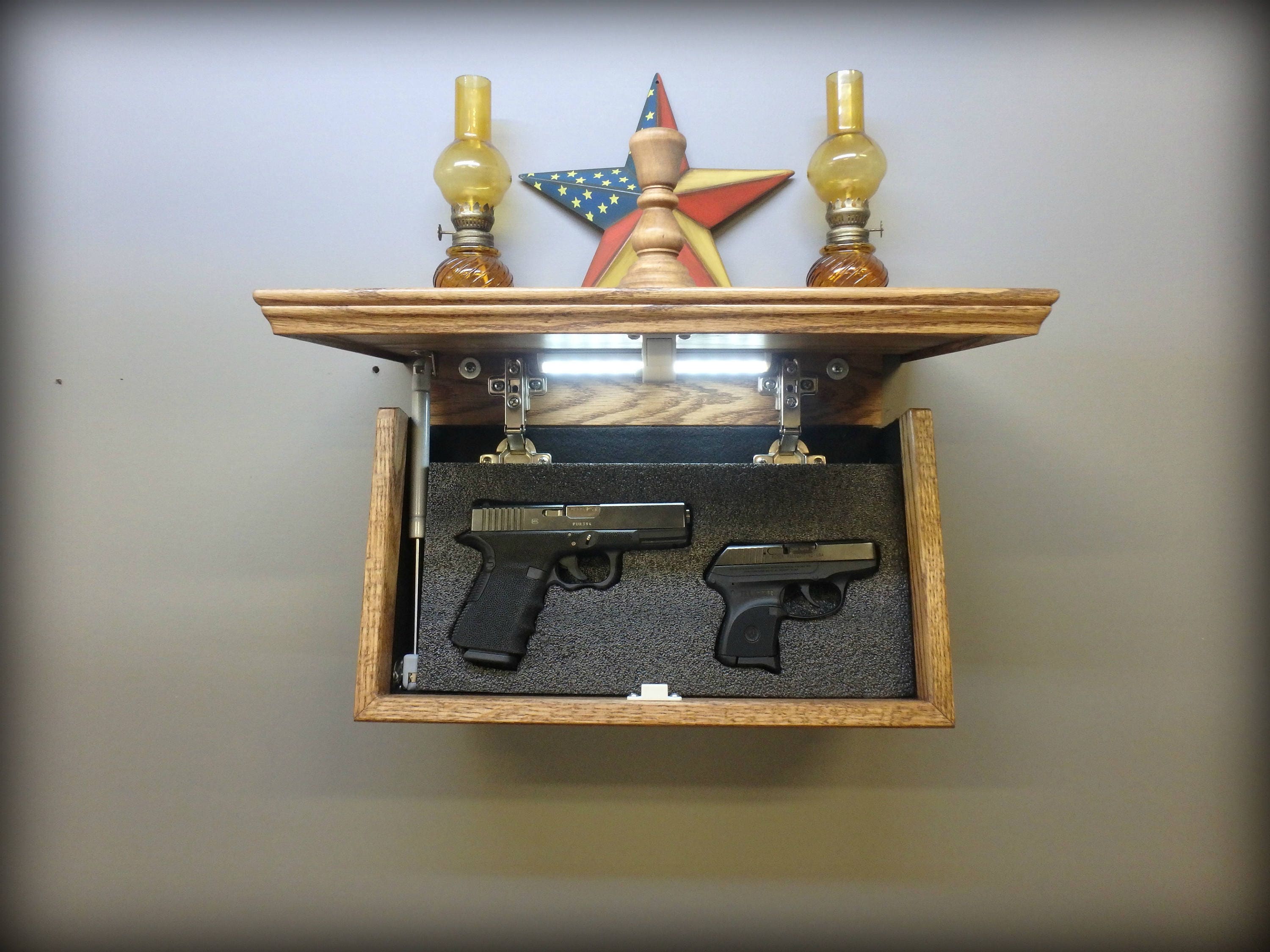 18 X 10 Oak Tactical Concealment Shelf With Secret Hidden Compartment ...