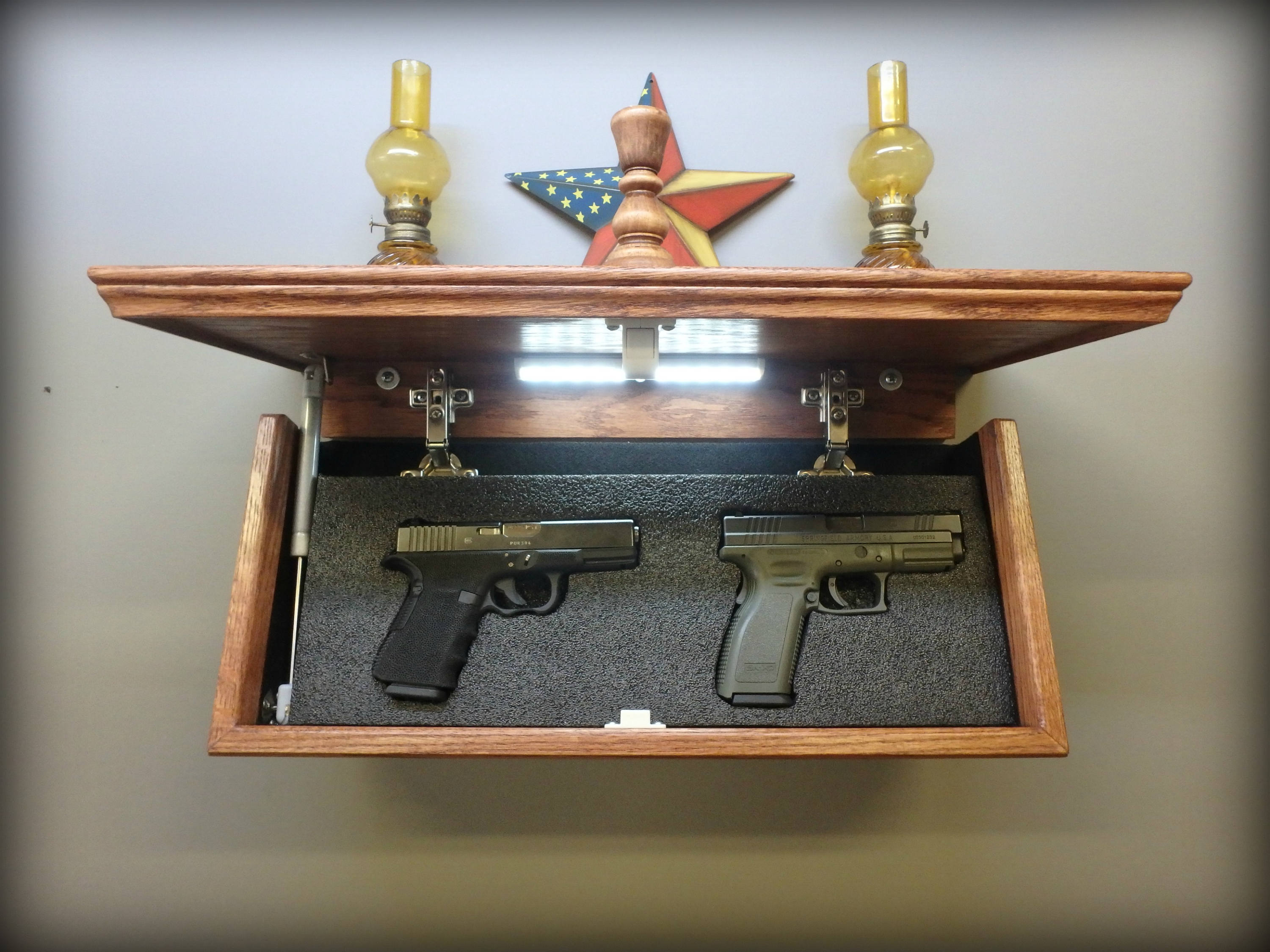 23 X 10 Oak Hidden Compartment Tactical Concealment Shelf