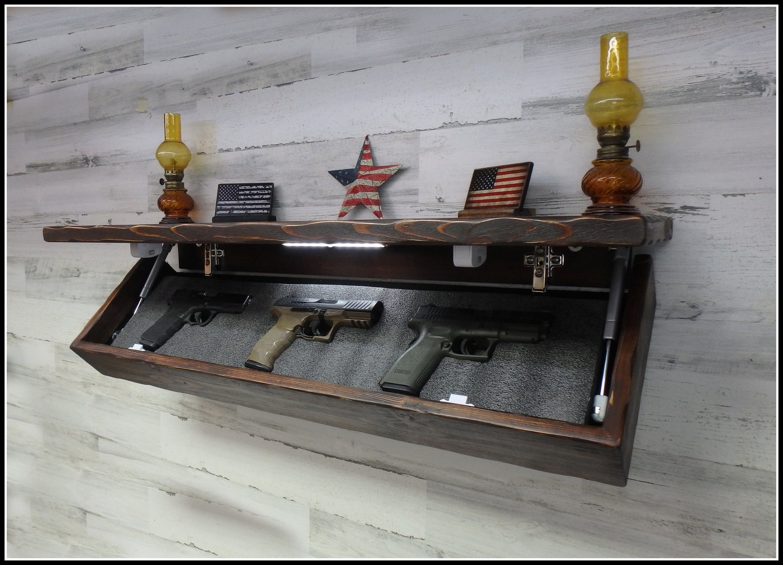 35" Rustic Pine Hidden Compartment Tactical Concealment Shelf - Etsy