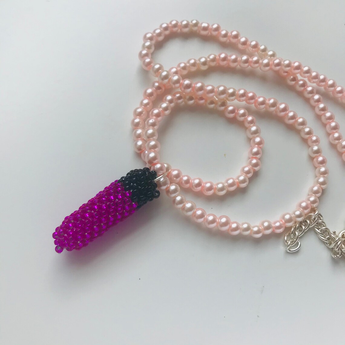 Hand Beaded Purple Sex Toy Dildo Pendant Necklace Etsy