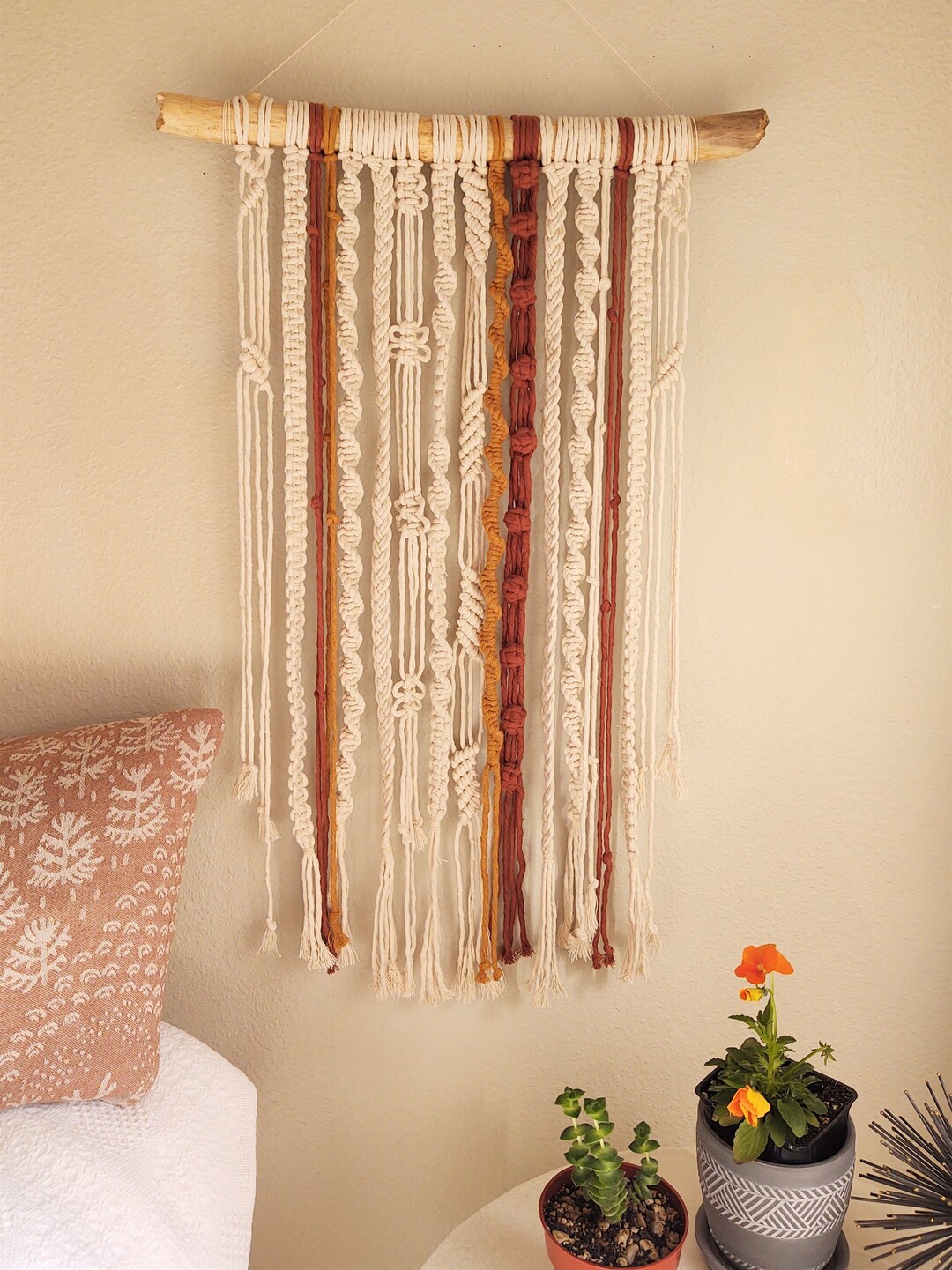 Boho Macrame Wall Hanging: Cotton Tapestry With Oregon Driftwood - Etsy