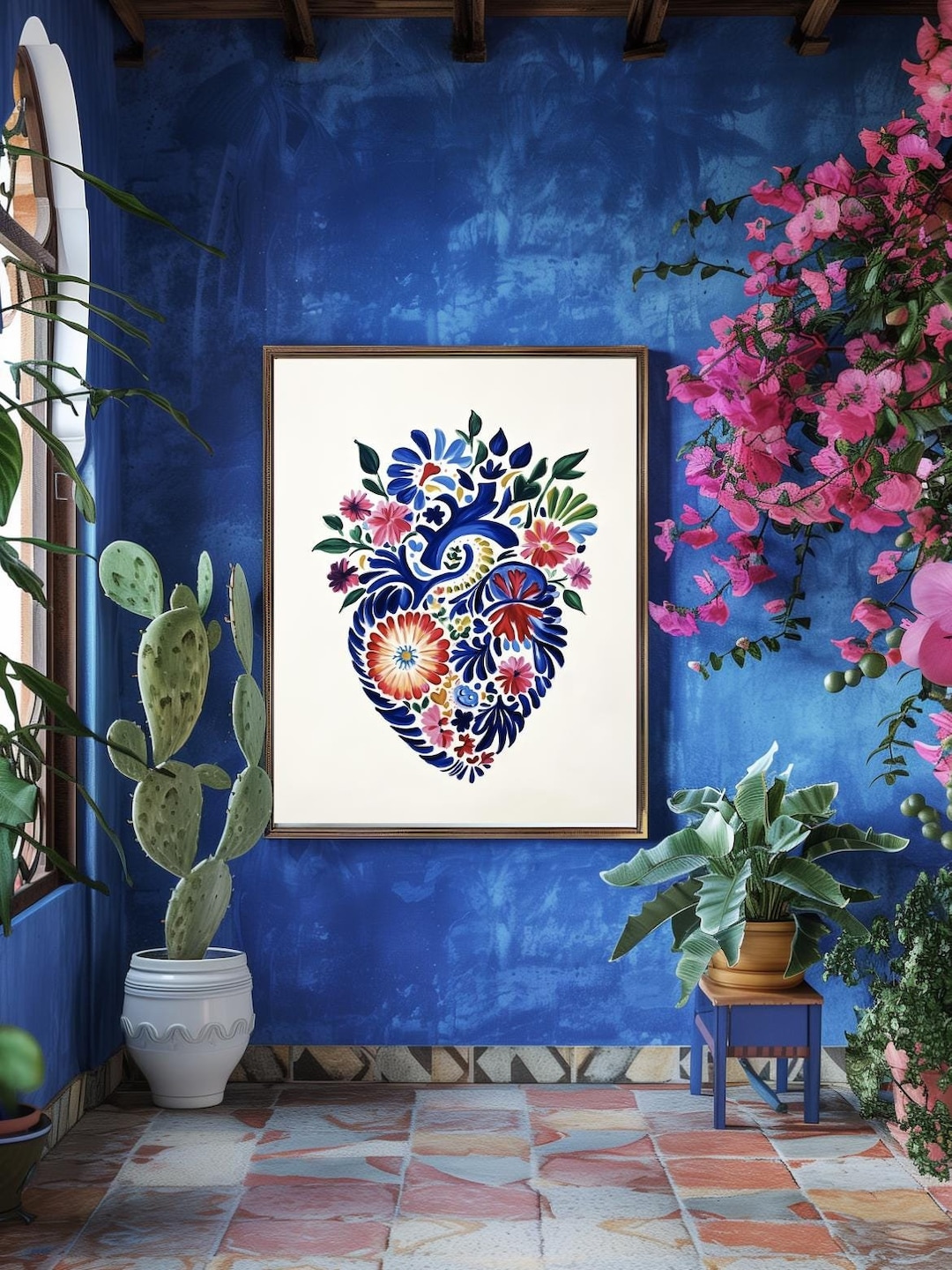 Mexico Wall Art, Talavera Heart,mexican Art, Blooming Heart Wall Art ...