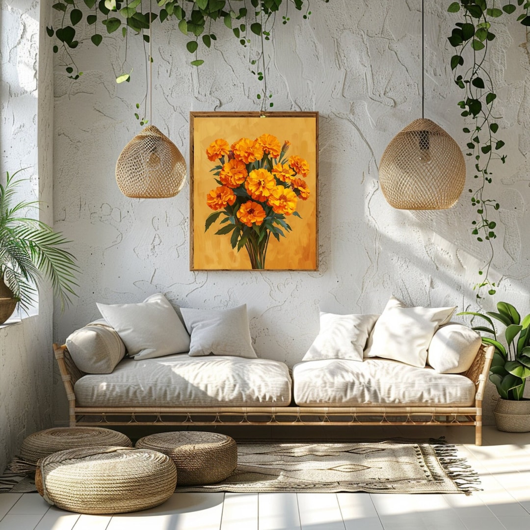 Mexican Flower Poster Cempasuchil Flowers Mexico Art Prints, Mexican ...