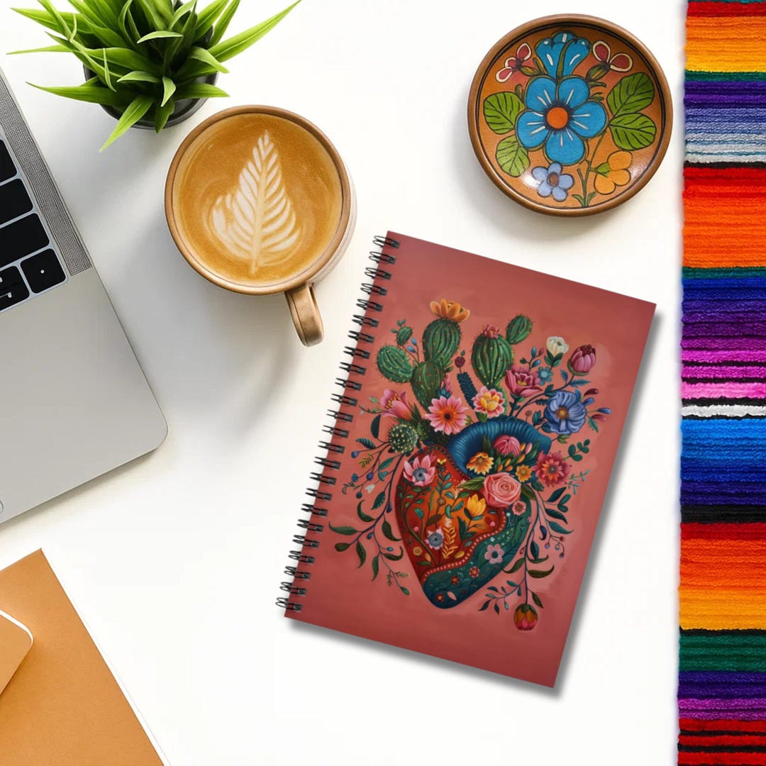 Blooming Heart Notebook, Mexico Notebook,mexico Journal,mexico Gifts ...
