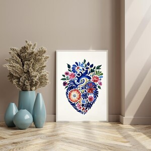 Mexico Wall Art, Talavera Heart,mexican Art, Blooming Heart Wall Art ...