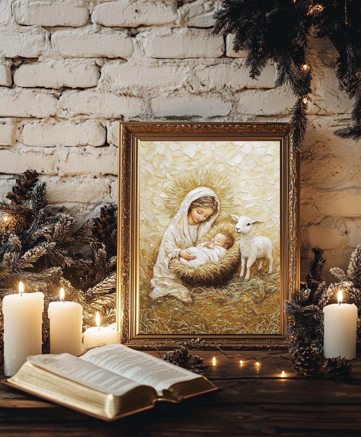 Christmas Wall Art, Holy Family Wall Art, Catholic Art, Virgin Mary ...