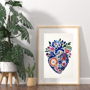 Mexico Wall Art, Talavera Heart,mexican Art, Blooming Heart Wall Art ...