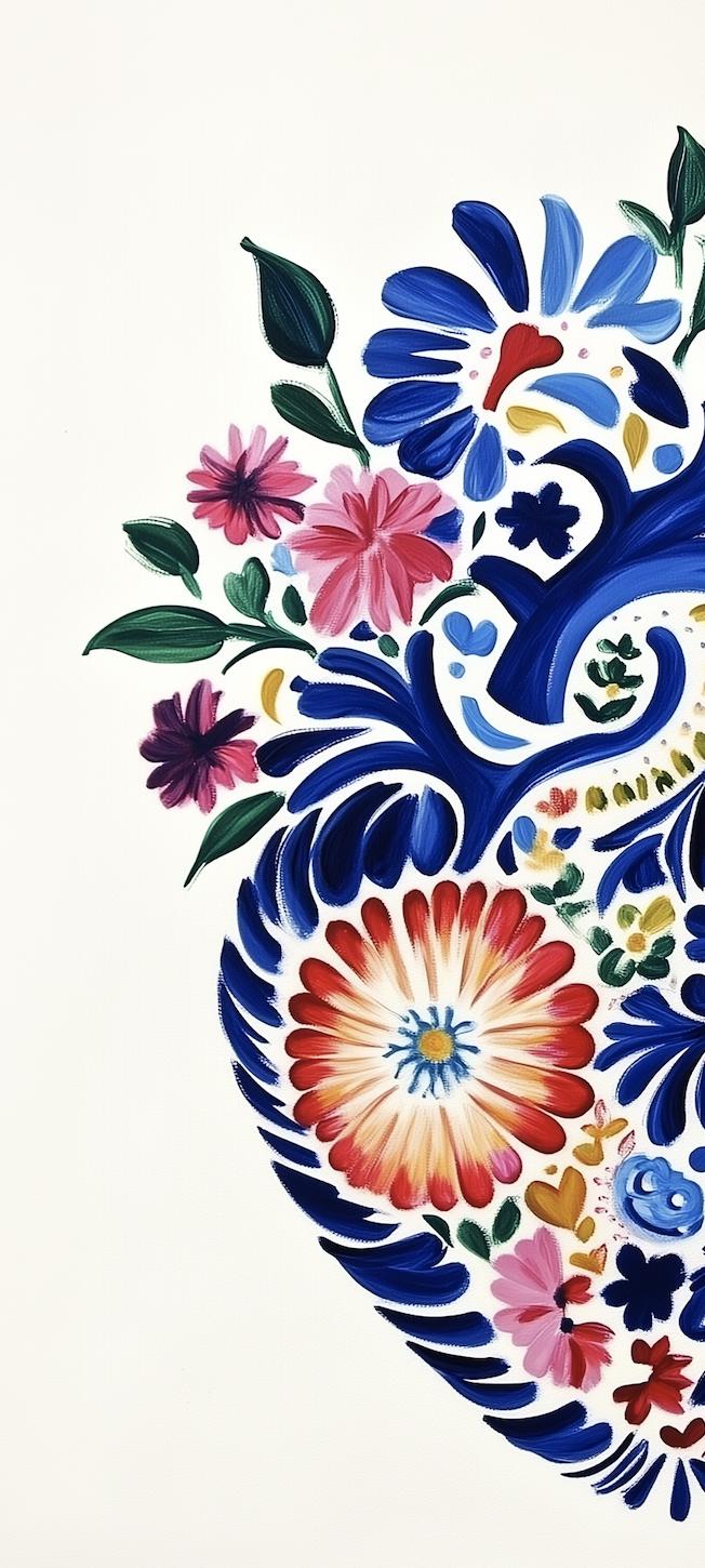 Mexico Wall Art, Talavera Heart,mexican Art, Blooming Heart Wall Art ...