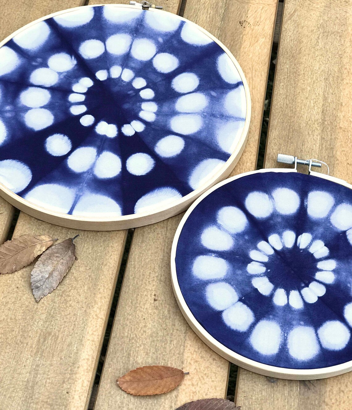 Wooden Framed Indigo Shibori Art, Set of 2, 1 Medium One Small ...