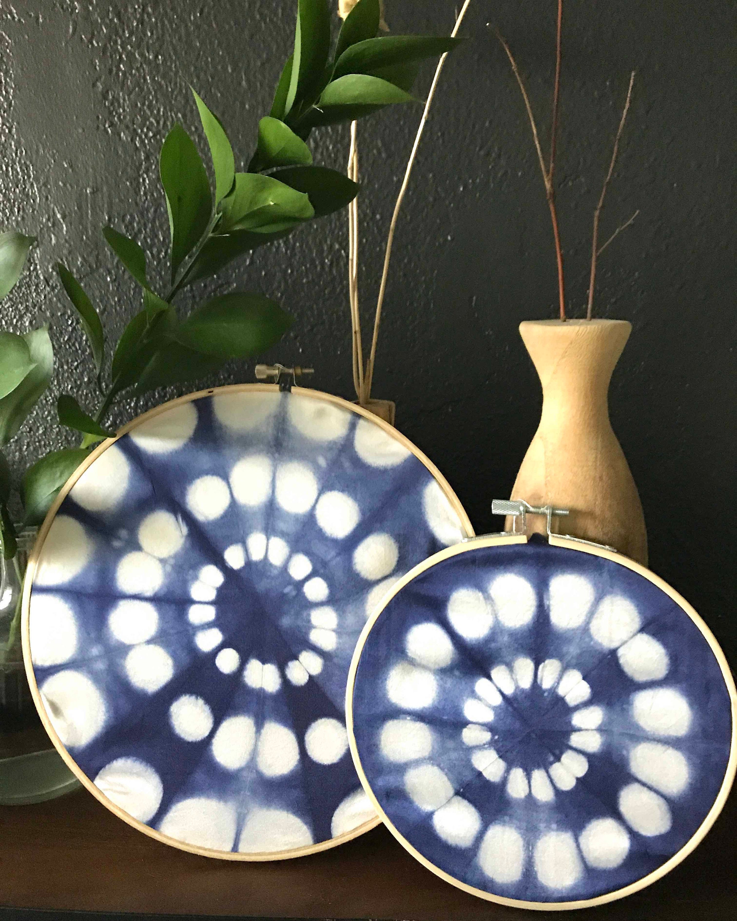 Wooden Framed Indigo Shibori Art, Set of 2, 1 Medium One Small ...