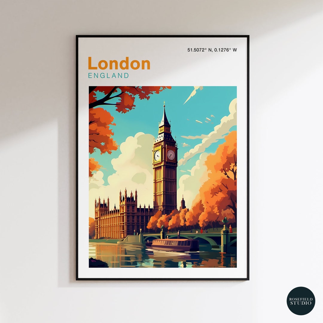 London Travel Poster Print Wall Art London Home Décor London Gift Wall ...