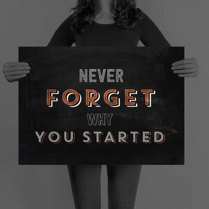 Never Forget Why You Started Quote Print, Motivation Print ...
