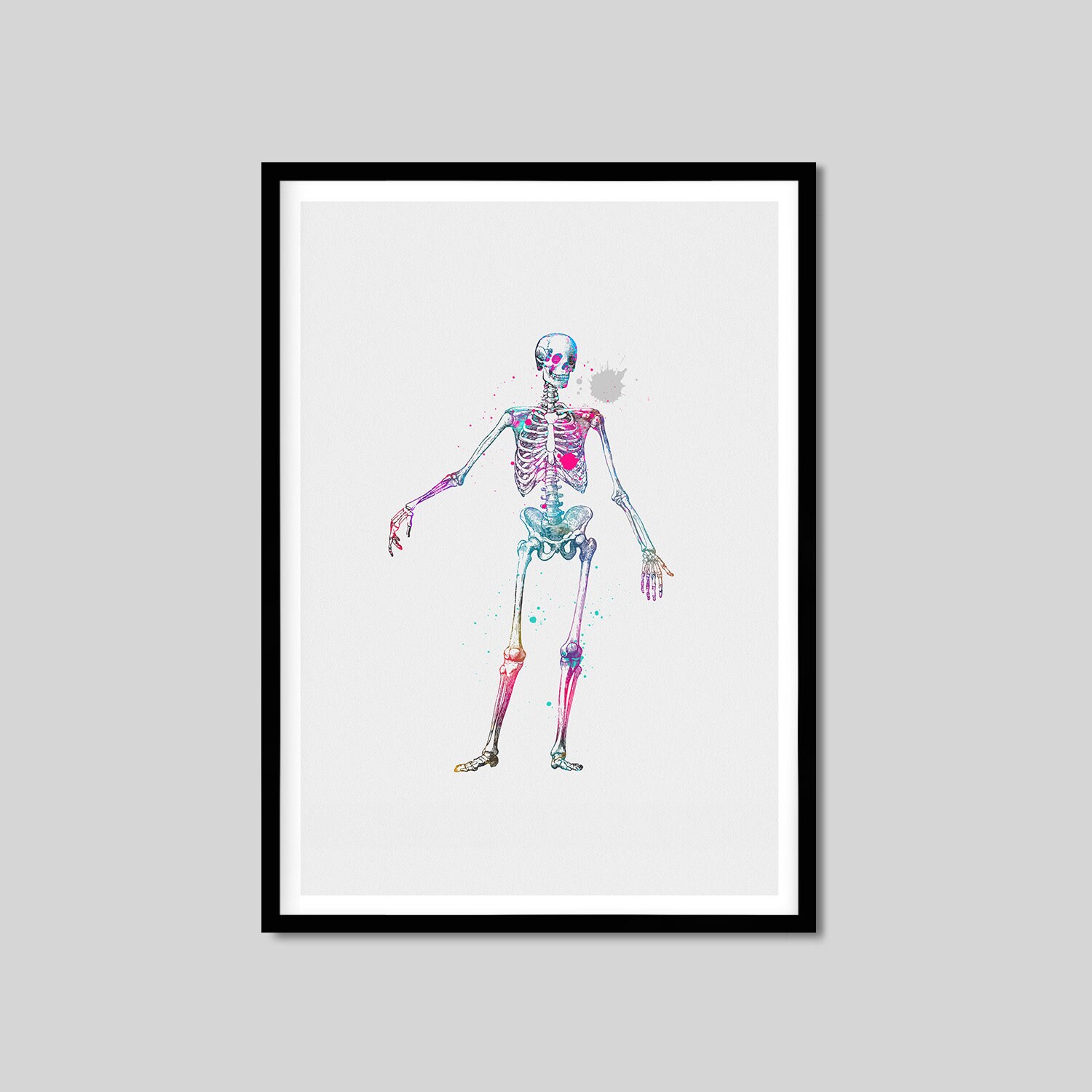 Human Skeleton Watercolor Print Skeleton Poster Anatomy - Etsy UK
