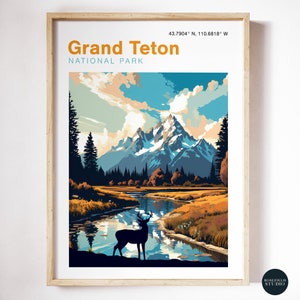 Grand Teton National Park Print, National Park Poster, Travel Print ...