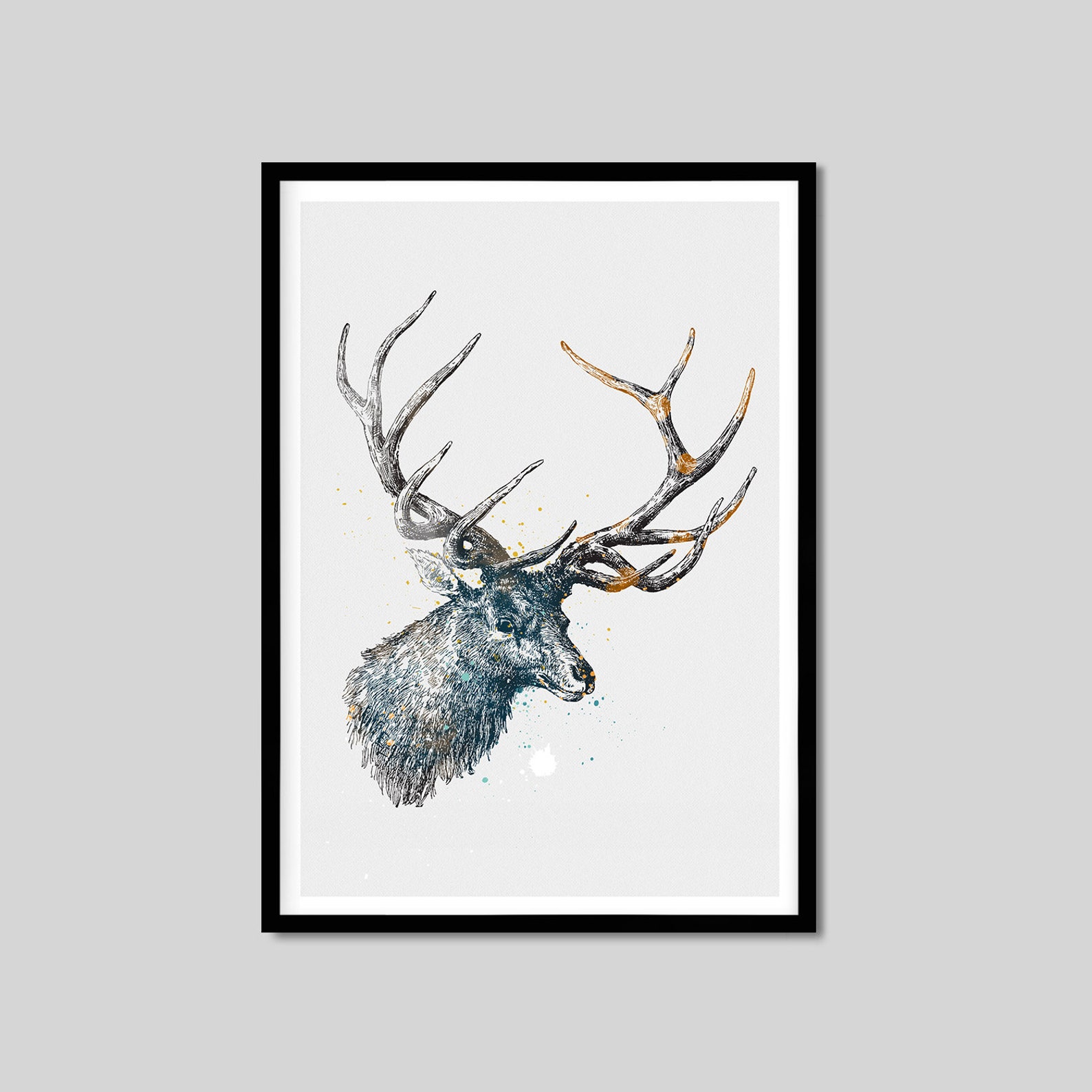 Stag Head Print Watercolor Print Stag Wall Art Watercolor - Etsy