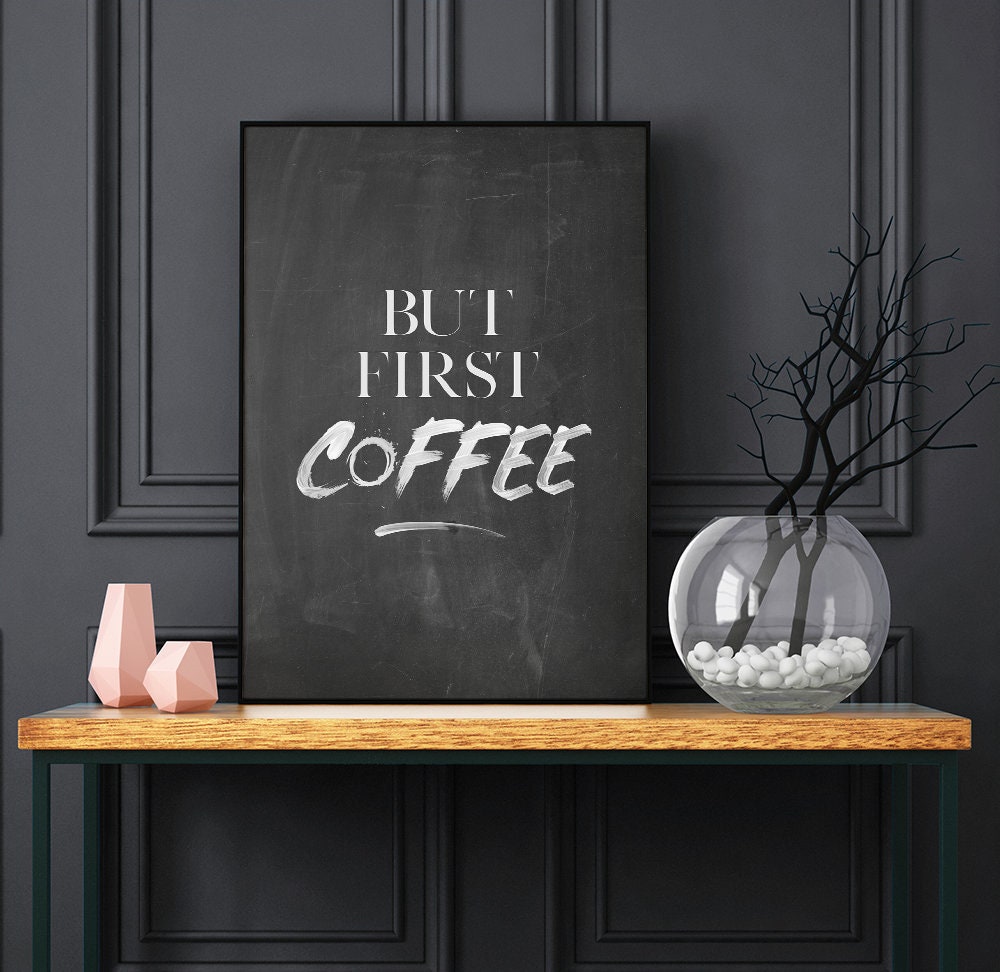 But First Coffee Typography Print Wall Print Quote Art | Etsy