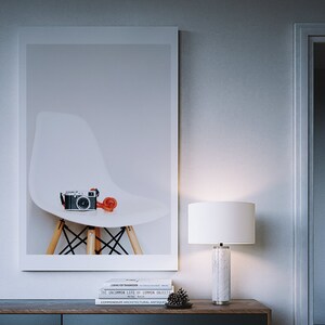 Camera on Chair Vintage Camera Print, Camera Prints, Polaroid Wall Art ...