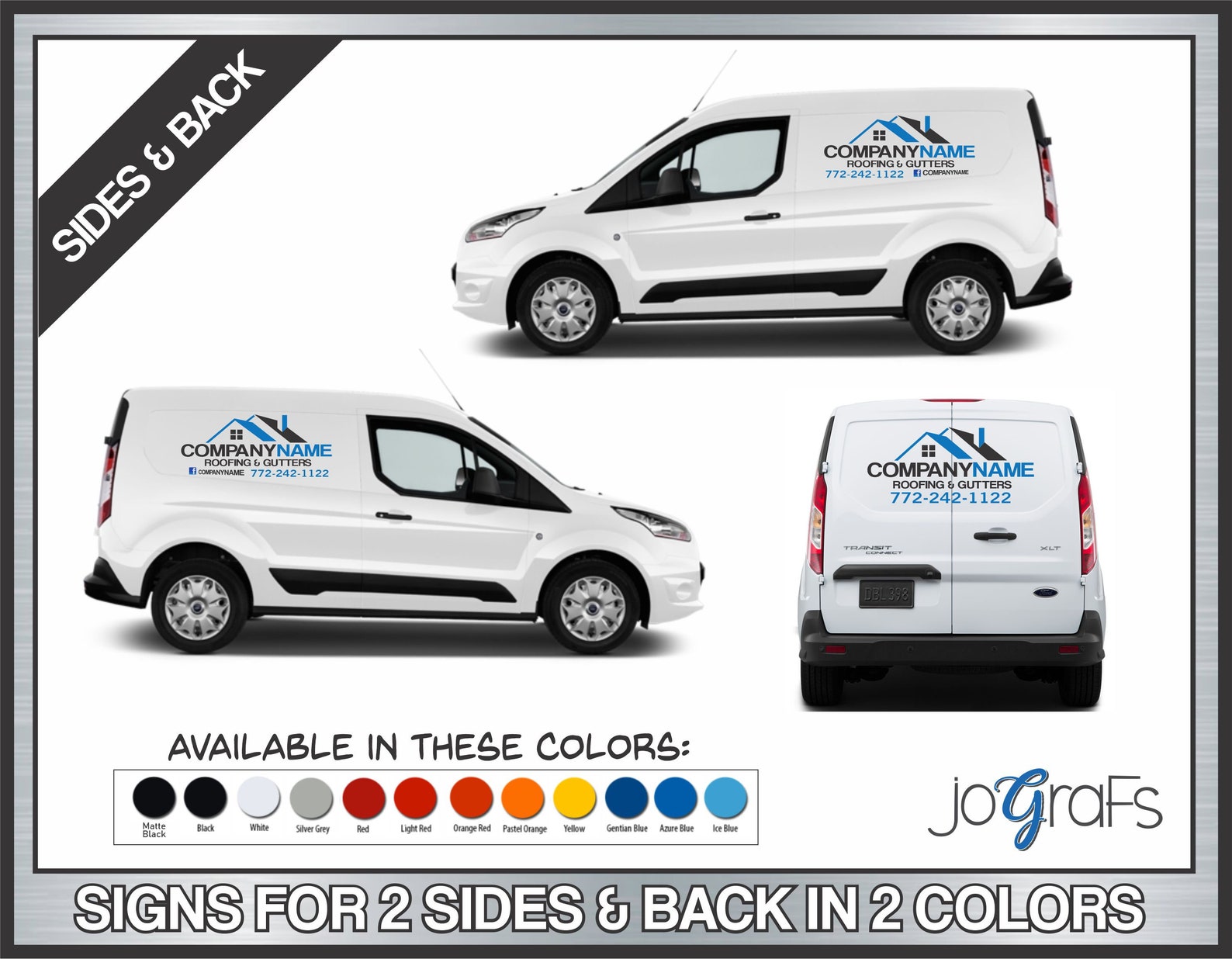 Custom Business Small Van / Company Name Decals 2 Sides & 1 Back 2 ...