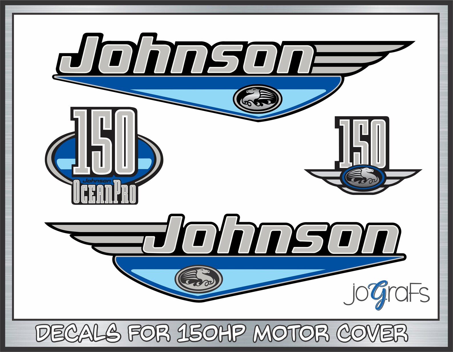 Johnson Oceanpro 150hp Outboard Stickers Die-cut Reproduction Decals ...