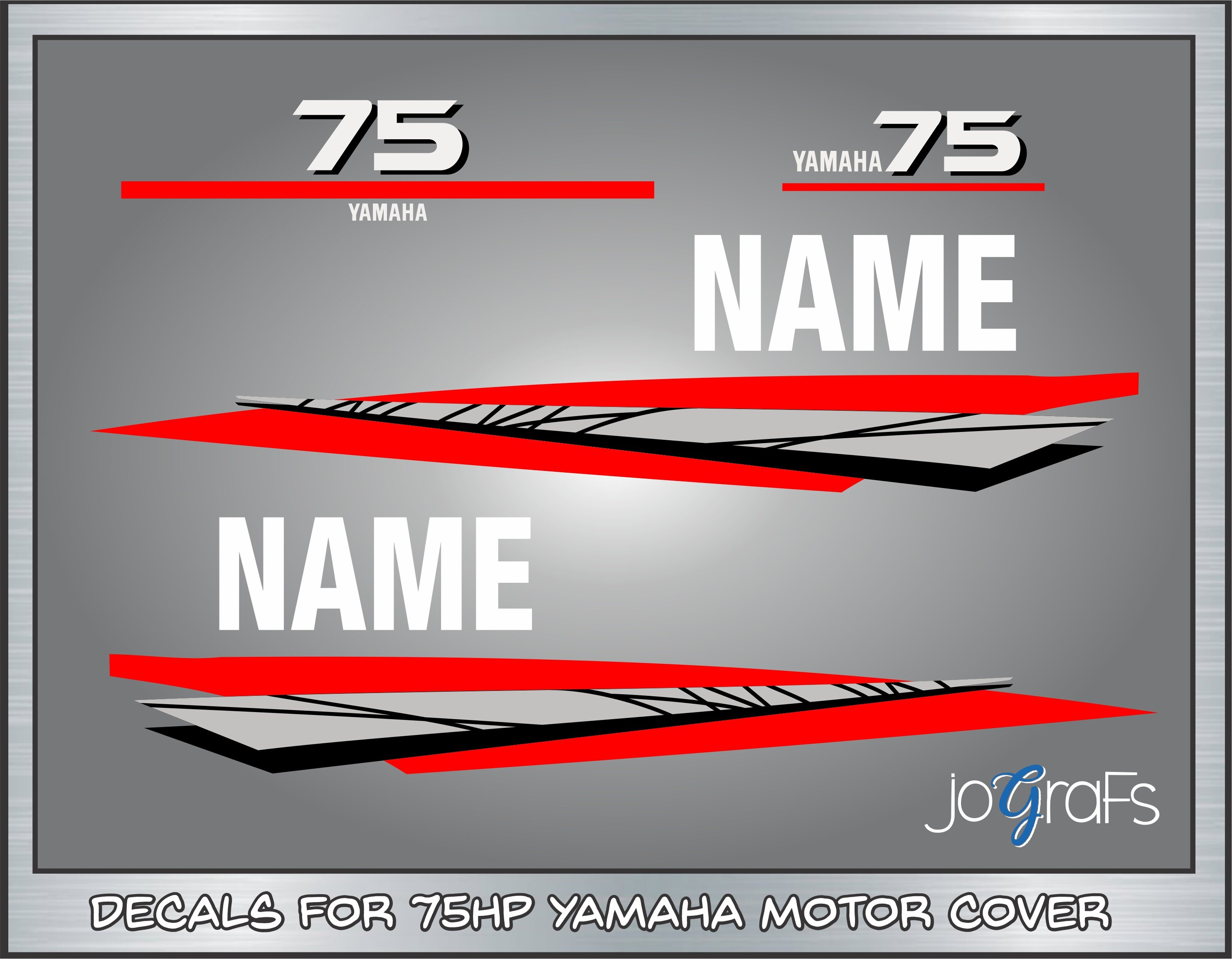 Yamaha 75hp Decal Kit - 2stroke Outboard Engine Replacement Die-cut ...