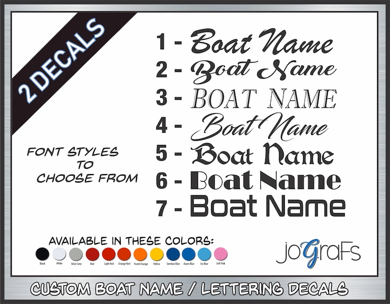 Custom Boat Name Decals, Two-color Vinyl Lettering (set of 2) - Etsy