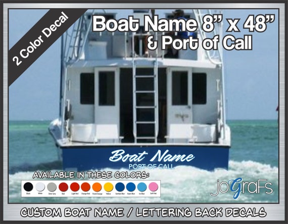 Custom Boat Back Name / Lettering Decals 8 X 48 2 | Etsy