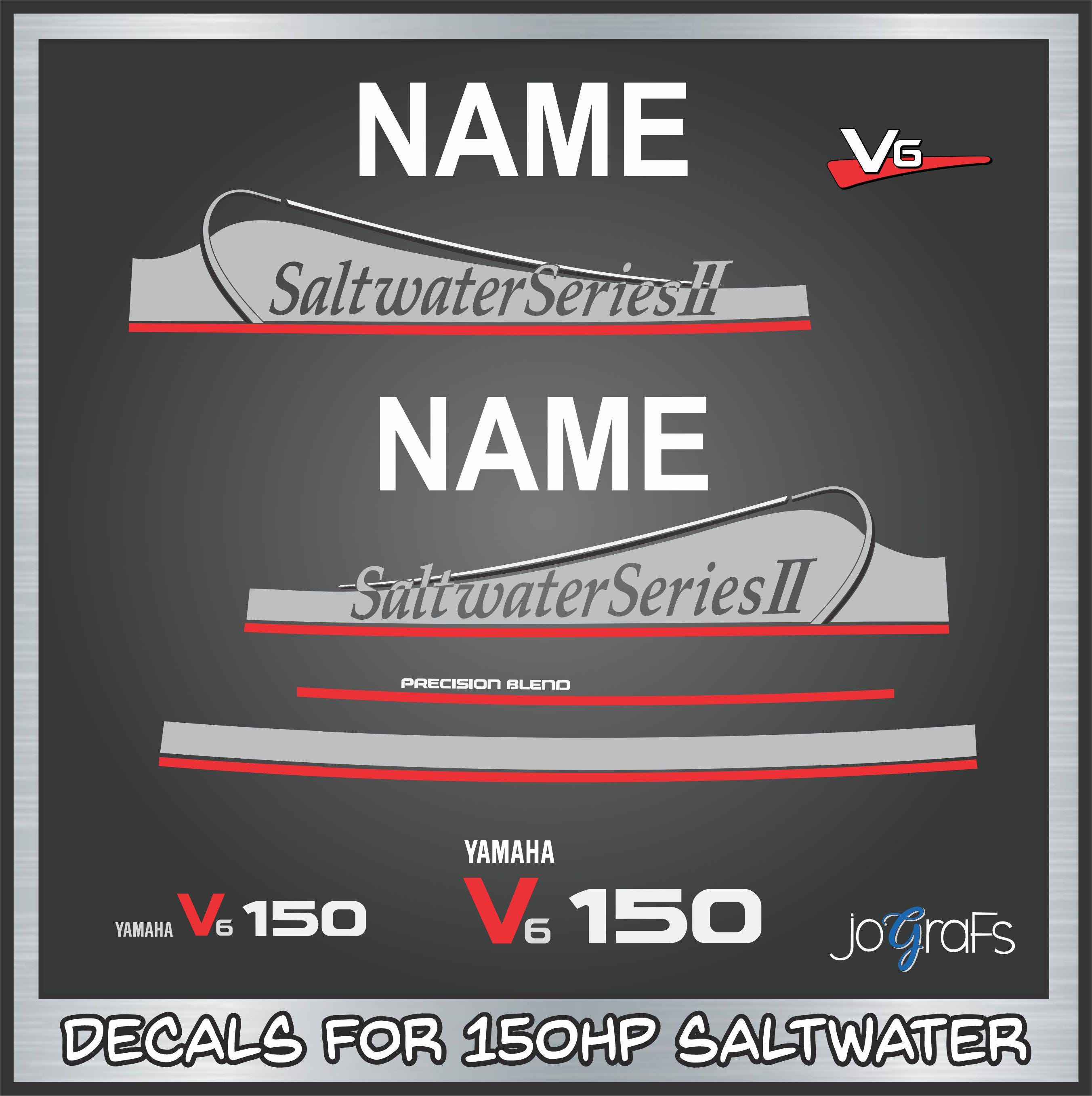 Yamaha Saltwater II Precision Blend Decal Kit 150hp - Outboard Engine Replacement Die-cut ...