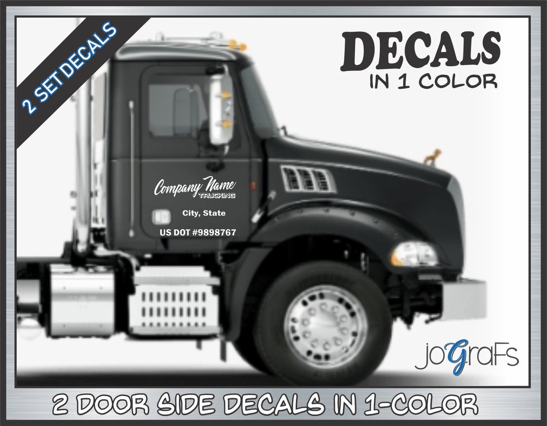 Custom Semi Truck Commercial / Company Name Decals 2 Doors Signs 1 ...