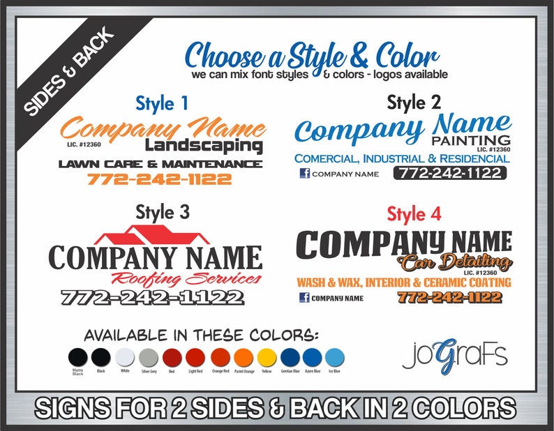Custom Business Small Van / Company Name Decals 2 Sides & 1 Back 2 ...