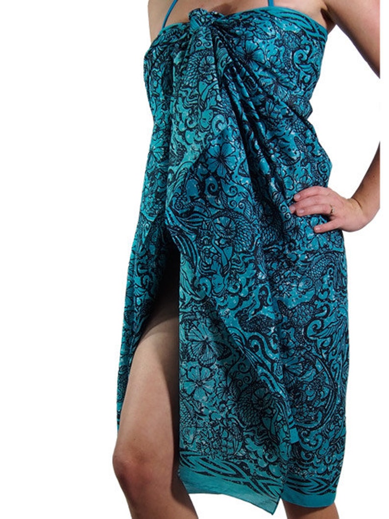 Sarong: Batik Tattoo-jade. Fine Quality 100% Cotton Voile Sarong. 2.1 ...
