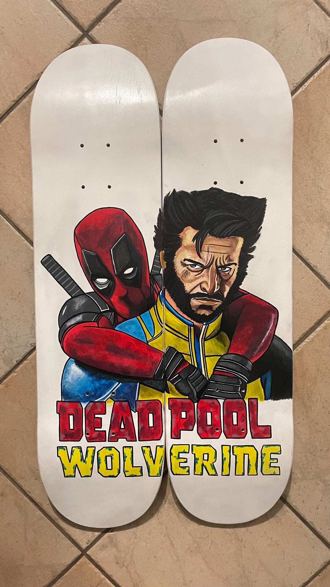 Deadpool Wolverine Painting Skateboard Skate Deck Art - Etsy