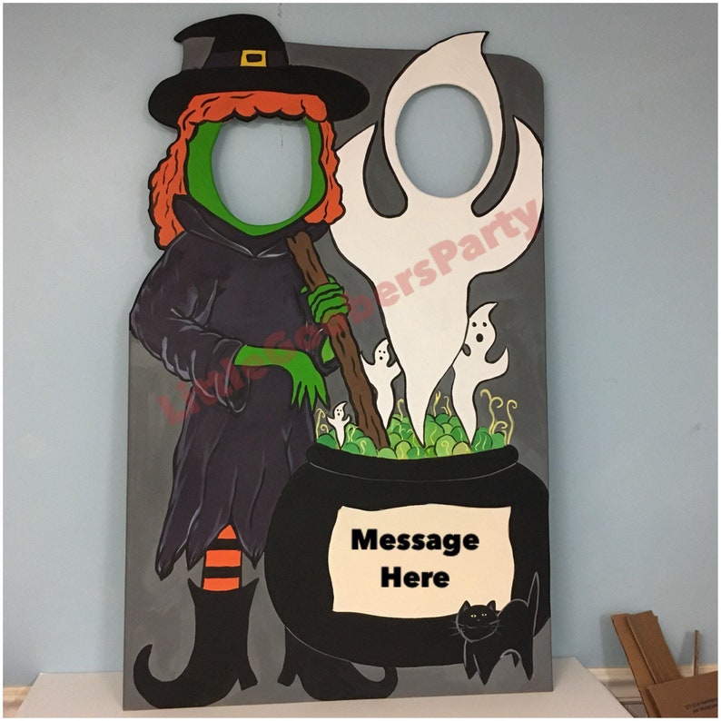 Halloween Photo Booth Prop Wooden Personalized Witch & Ghosts - Etsy