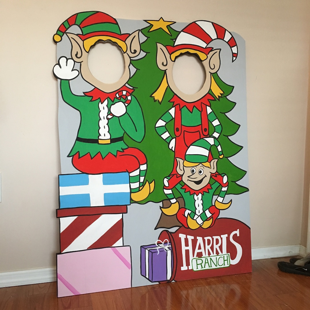 Christmas Elves Photo Op Prop, Large Festival Photo Booth Prop, Winter ...