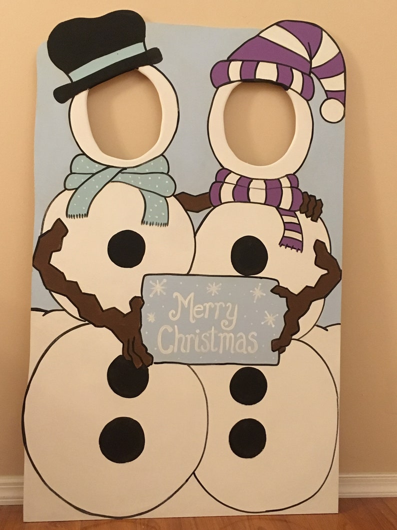 Snowman Duo Winter Photo Booth Prop wooden 1 Holiday Party - Etsy