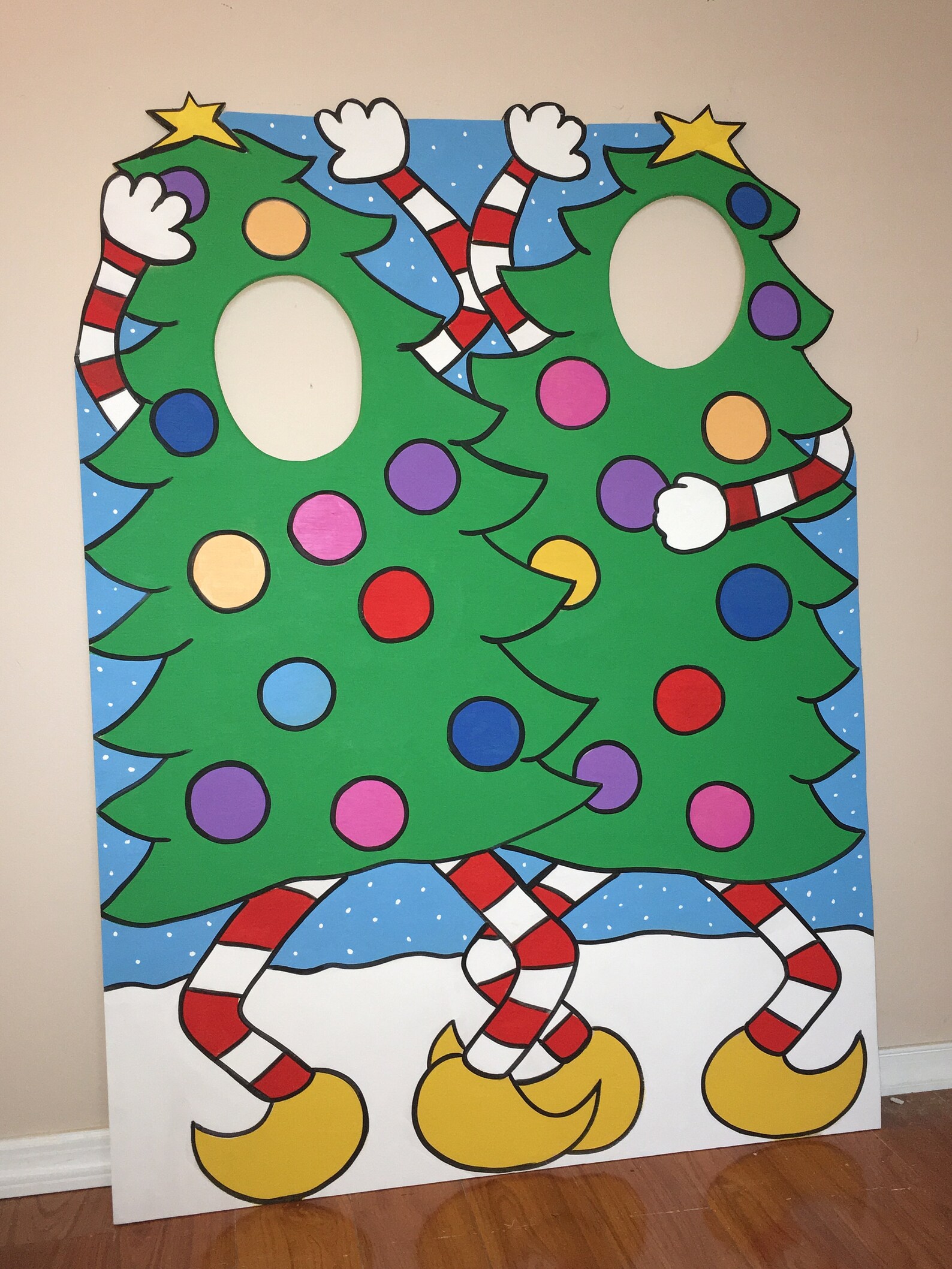 Personalized Christmas Tree Photo Booth Prop: Hand-painted Winter ...
