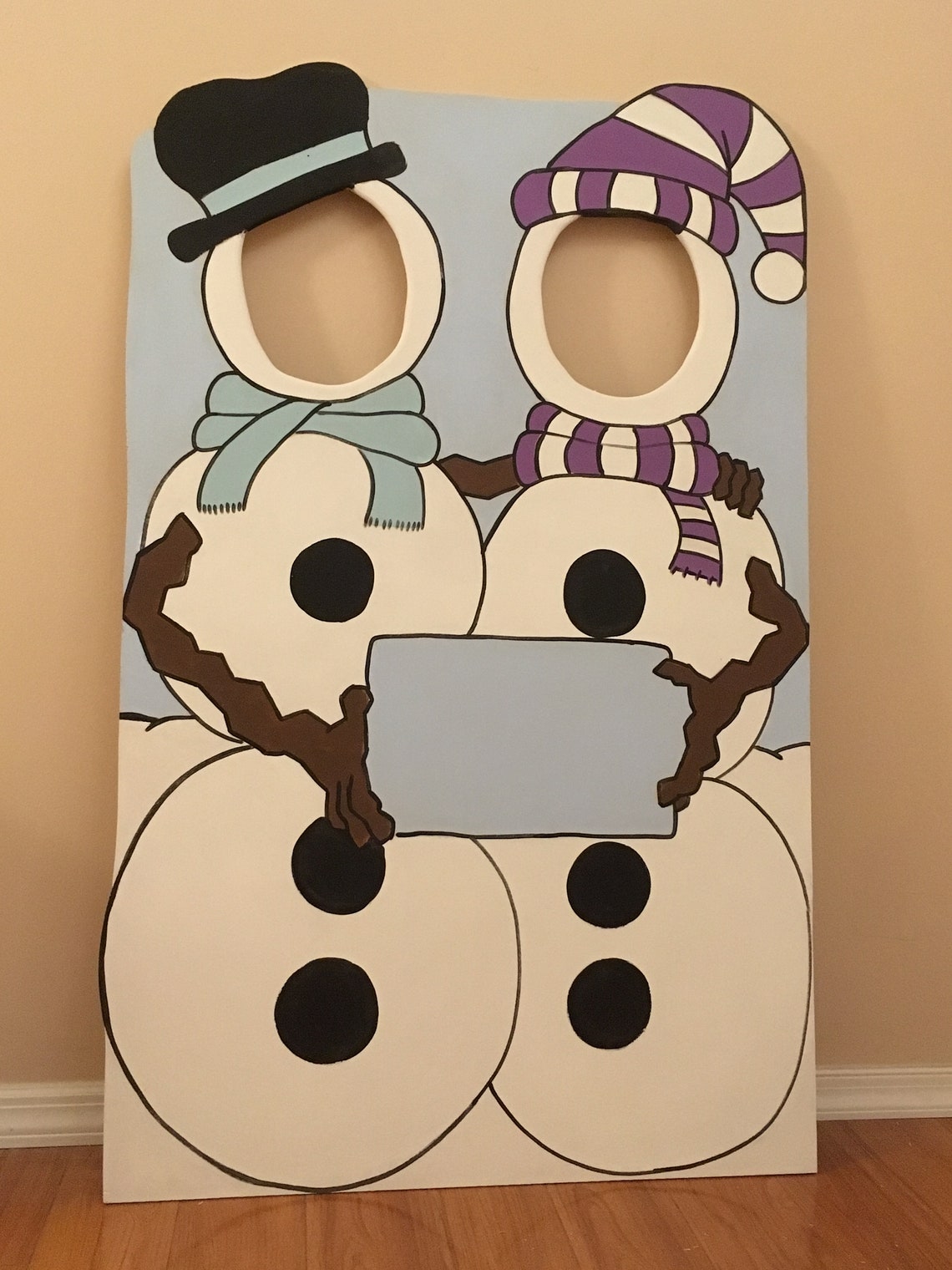 Snowman Duo Winter Photo Booth Prop wooden 1 Holiday Party - Etsy